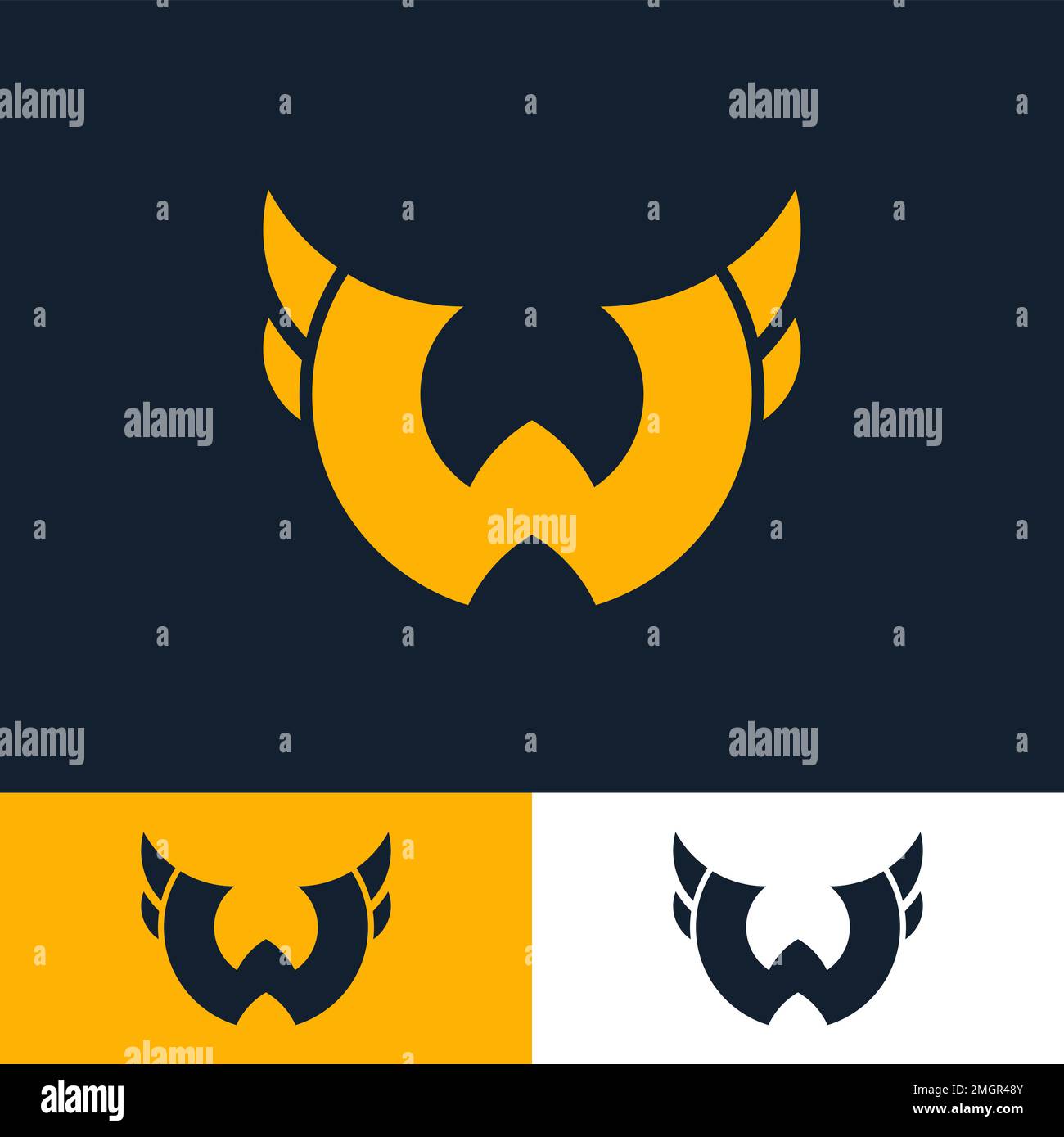 letter W shape logo template with abstract wings, logo with modern and ...