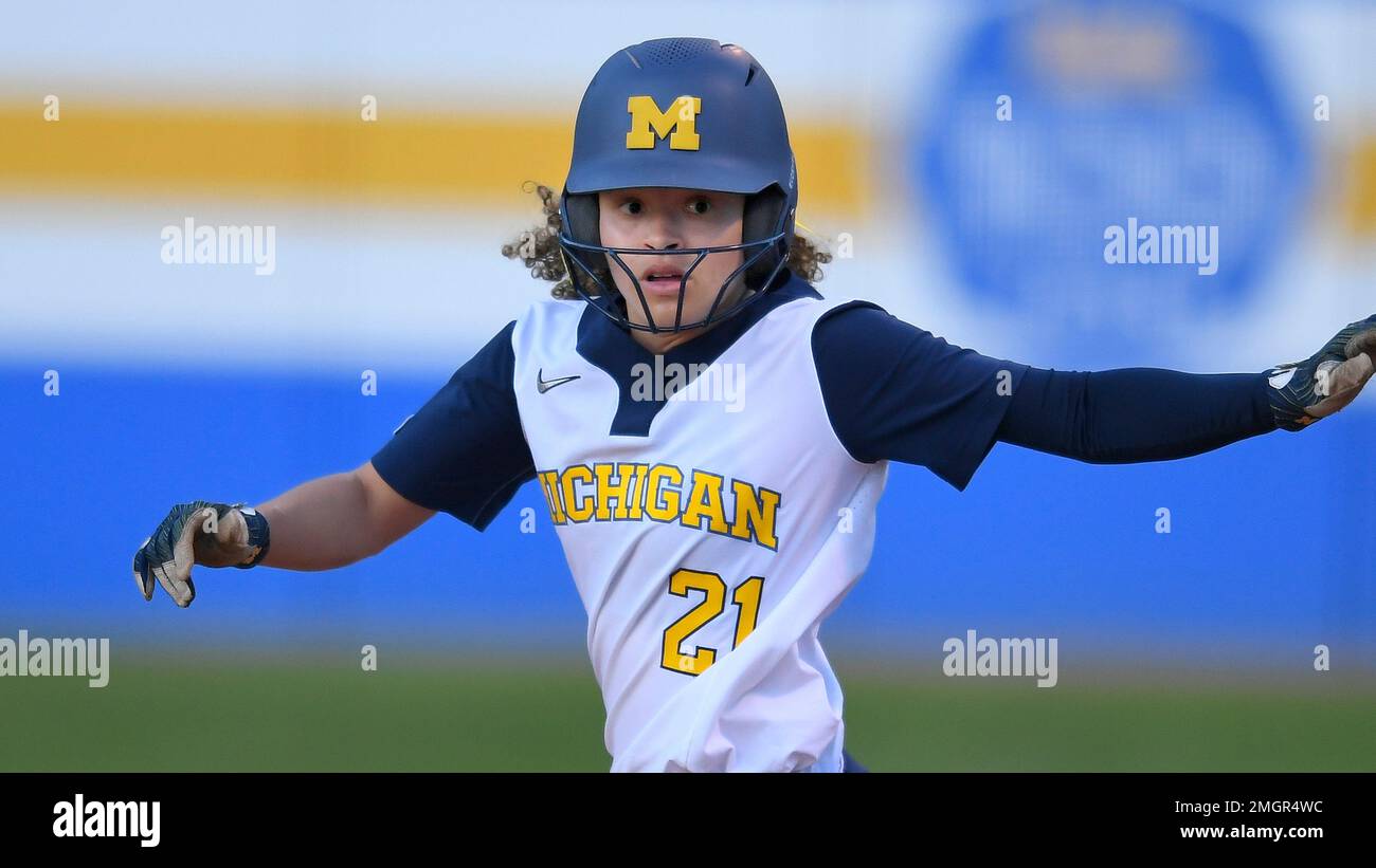 Michigan's Natalia Rodriguez during an NCAA softball game on Tuesday ...