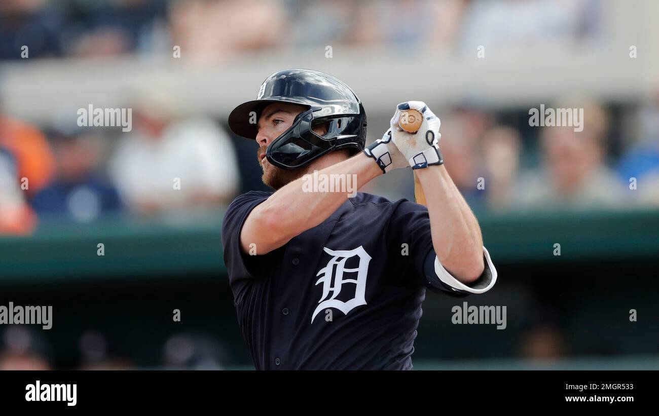 Detroit Tigers' Jake Rogers bats during a spring training baseball game ...