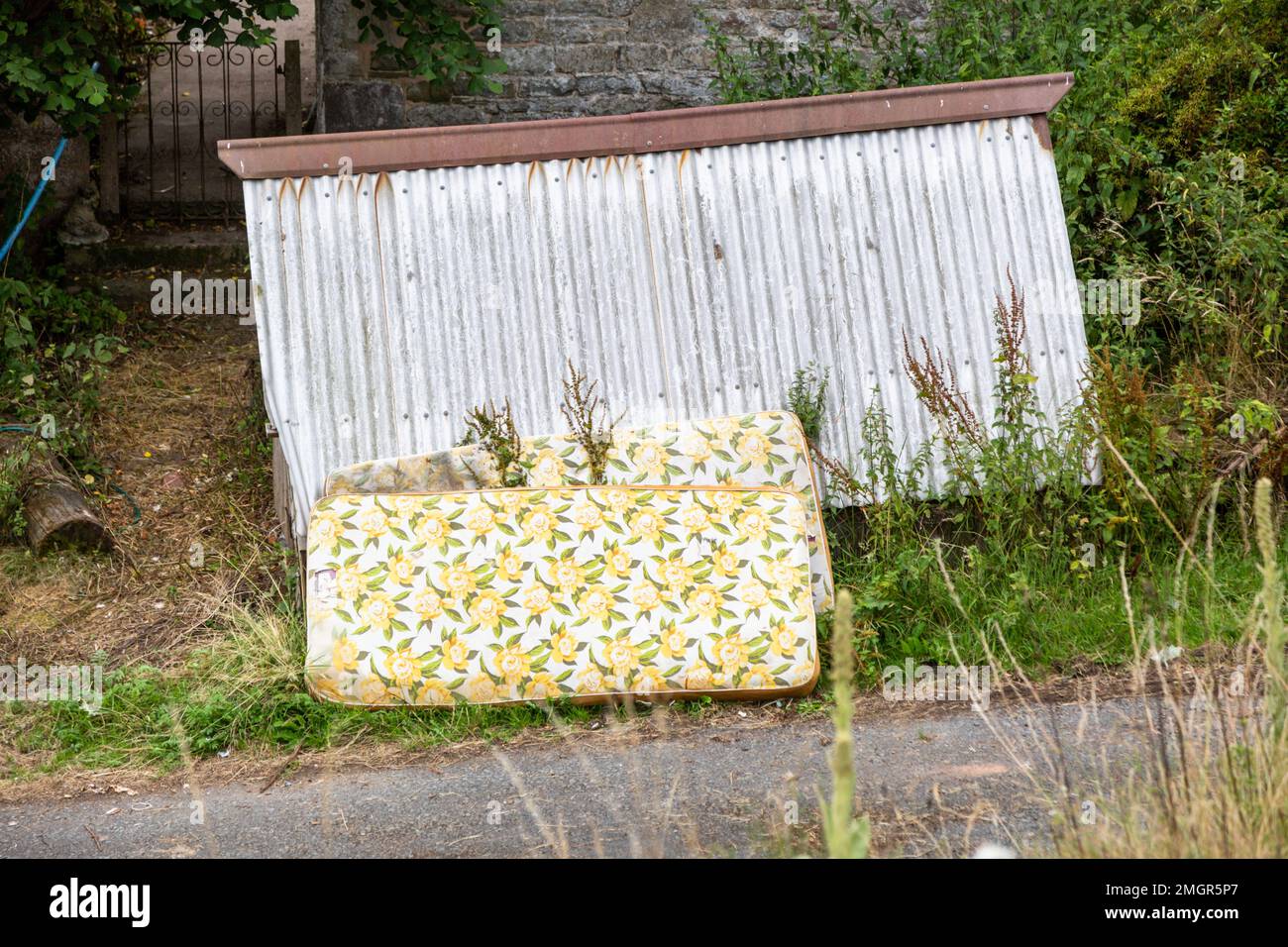 Old mattress fly tipped. UK Stock Photo - Alamy