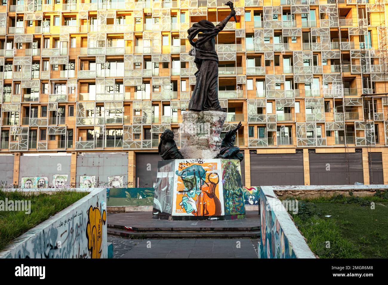 Old historic monument in Martyrs' square with al-Amin mosque and St ...