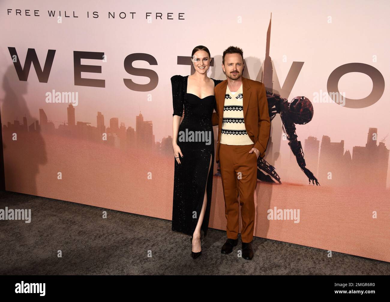 Evan Rachel Wood, left, and Aaron Paul, cast members in the HBO series ...