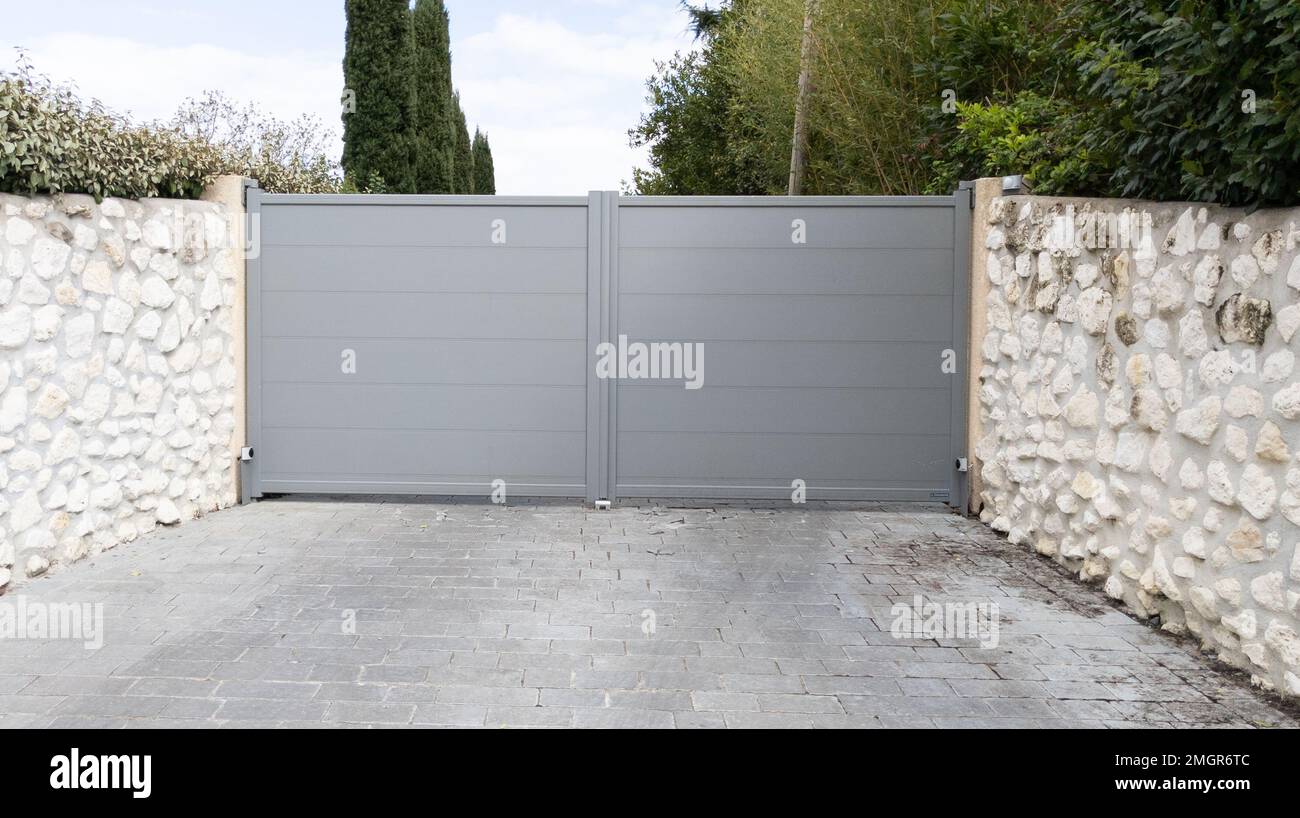 Aluminum high style home grey gate portal of suburb door house Stock ...
