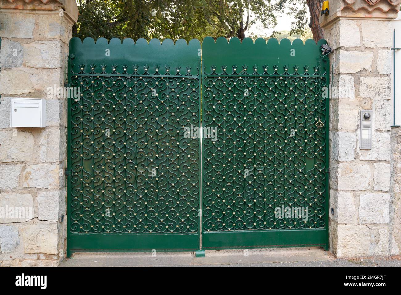 portal metallic green steel suburb metal aluminum house gate vintage ...