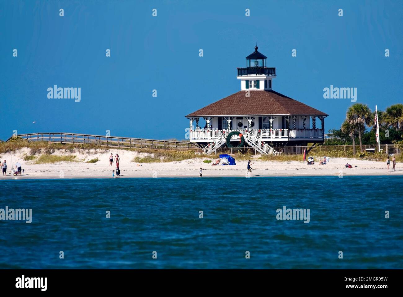 Boca Grande Lighthouse,1890, historic, Christmas decorations, beach ...