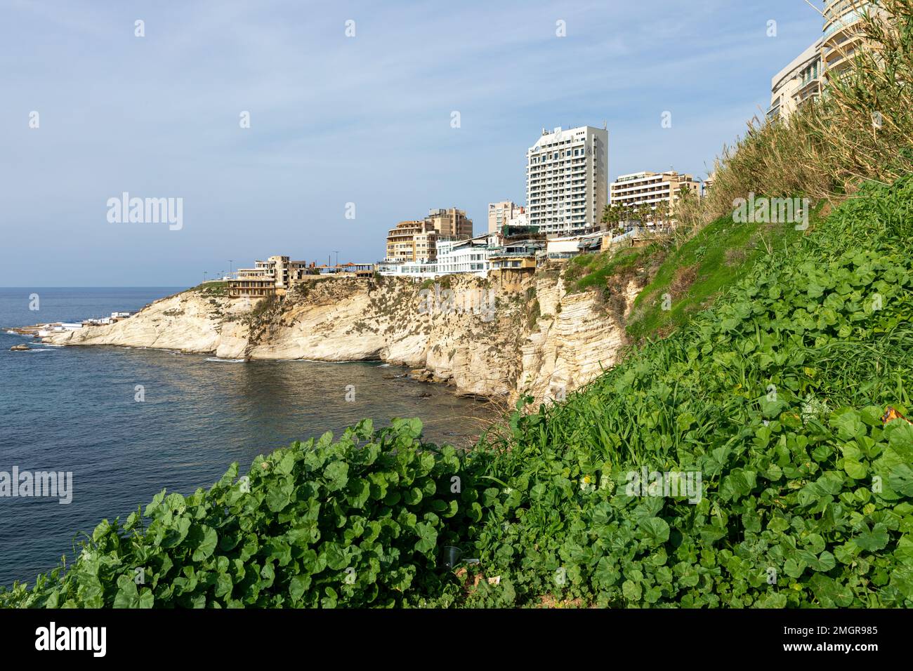 Raouche Rocks in Beirut, Lebanon in the sea during daytime. Pigeon ...