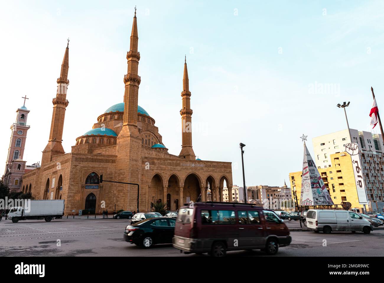 Mohammad Al-Amin Mosque and Saint George Greek ortodox church in the ...