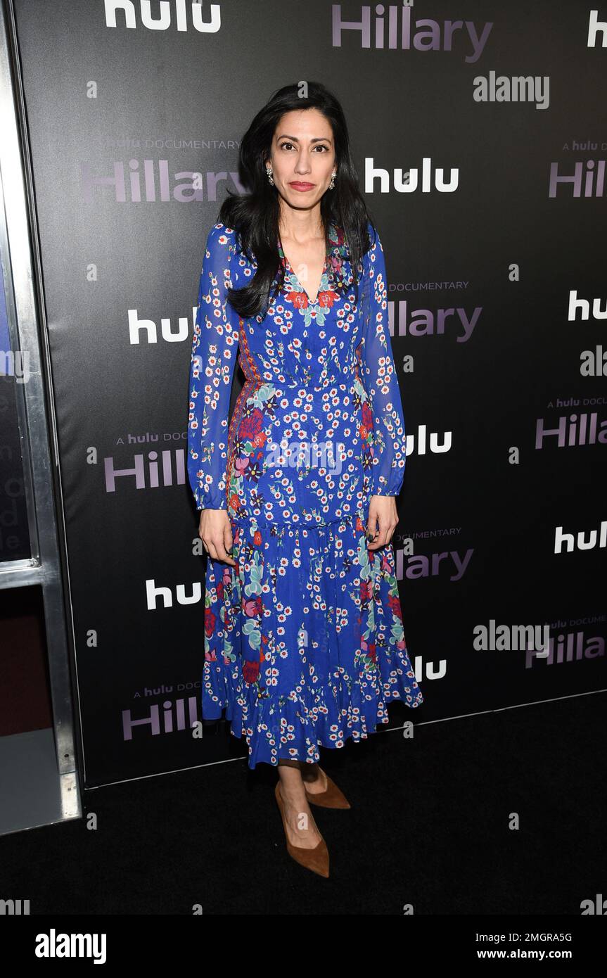 Huma Abedin attends the premiere of the Hulu documentary "Hillary" at ...