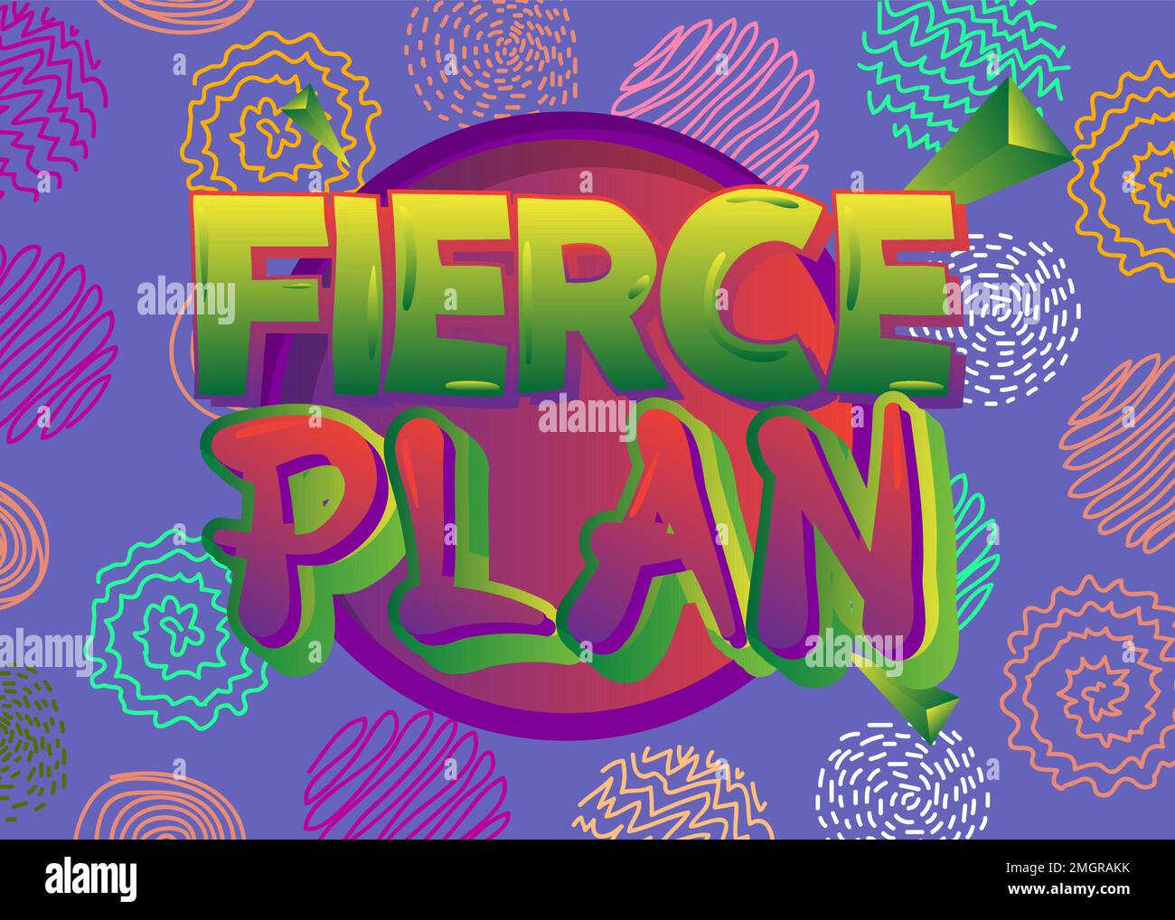 Fierce Plan. Word written with Children's font in cartoon style Stock ...