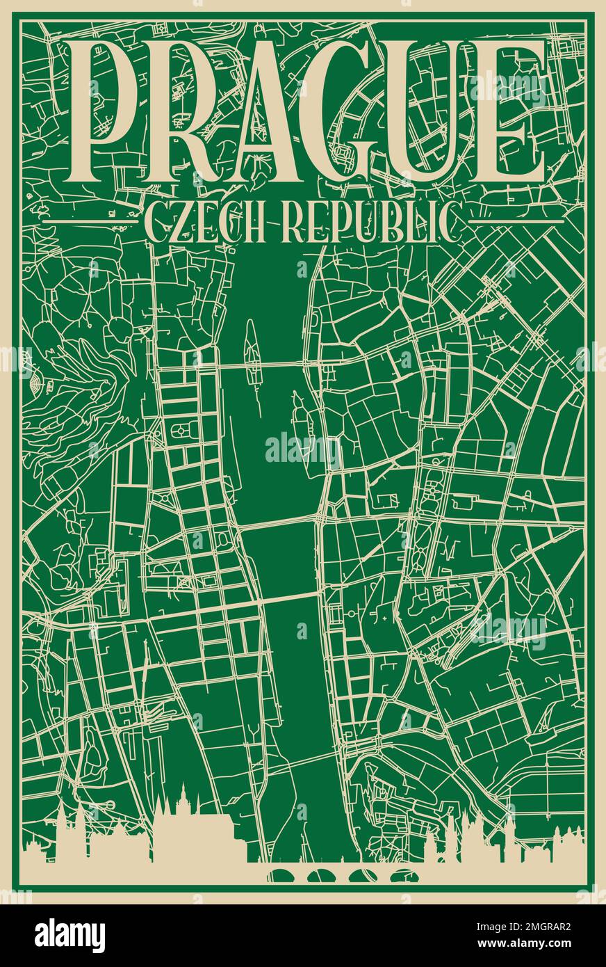 Prague cityscape silhouette border hi-res stock photography and images ...