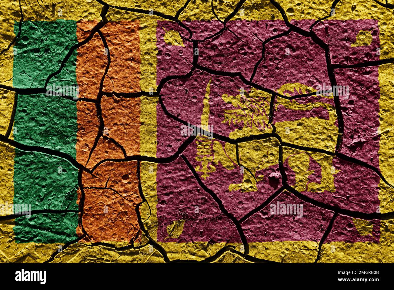Sri Lanka flag on a mud texture of dry crack on the ground Stock Photo ...