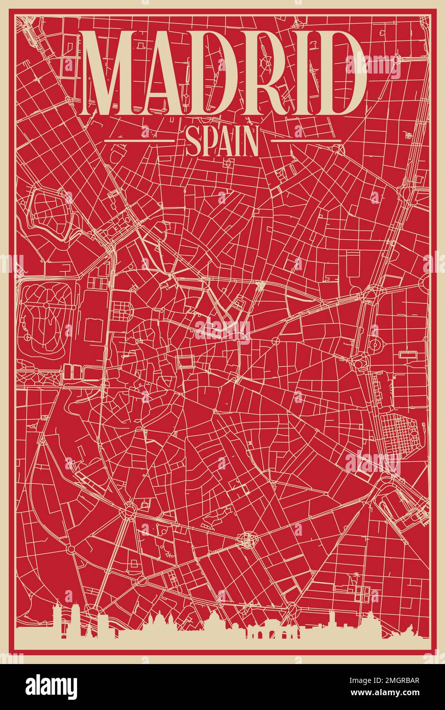 Road network poster of the downtown MADRID, SPAIN Stock Vector Image & Art - Alamy