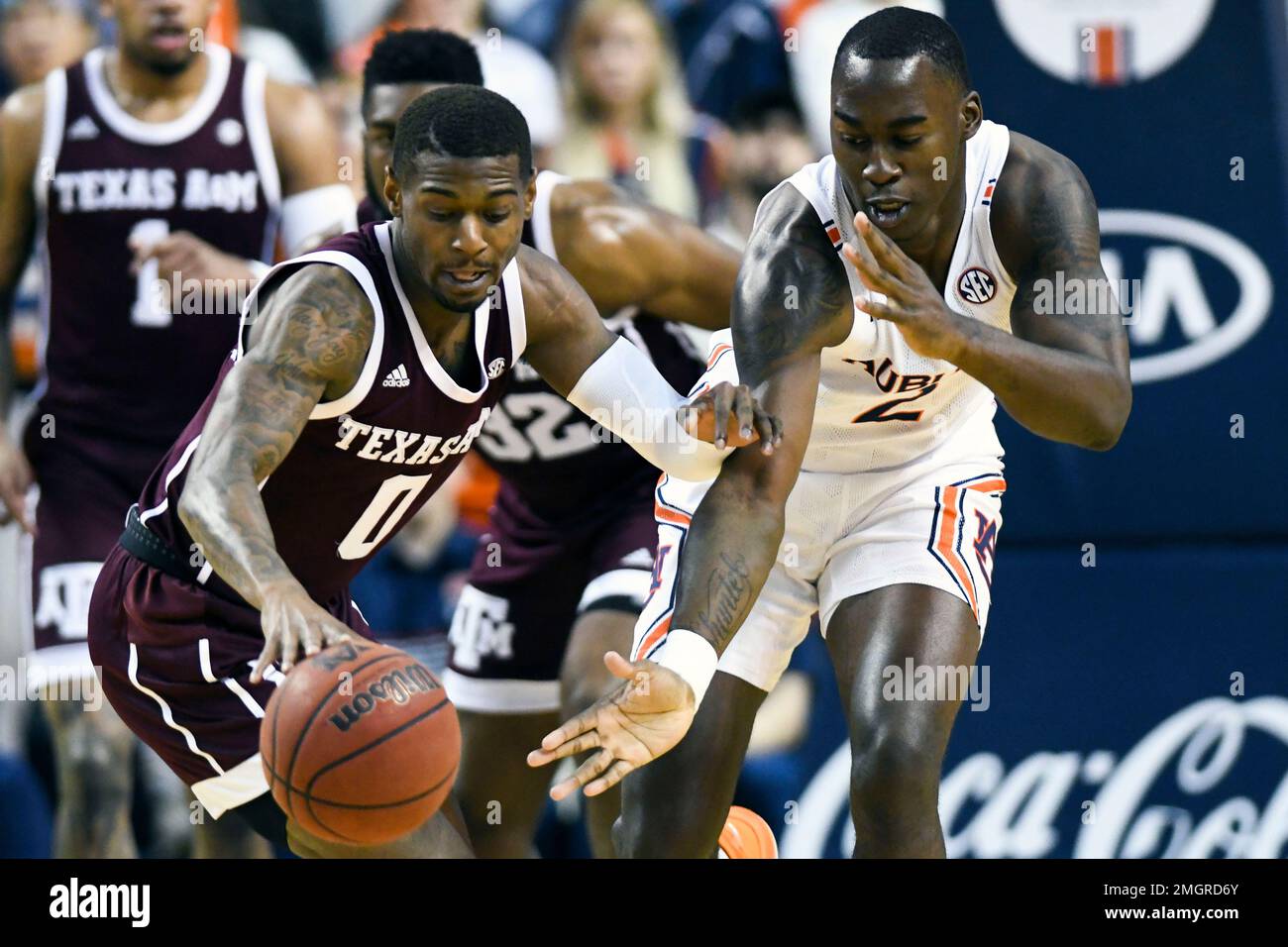 Texas A&M guard Jay Jay Chandler (0) snags a rebound before Auburn ...