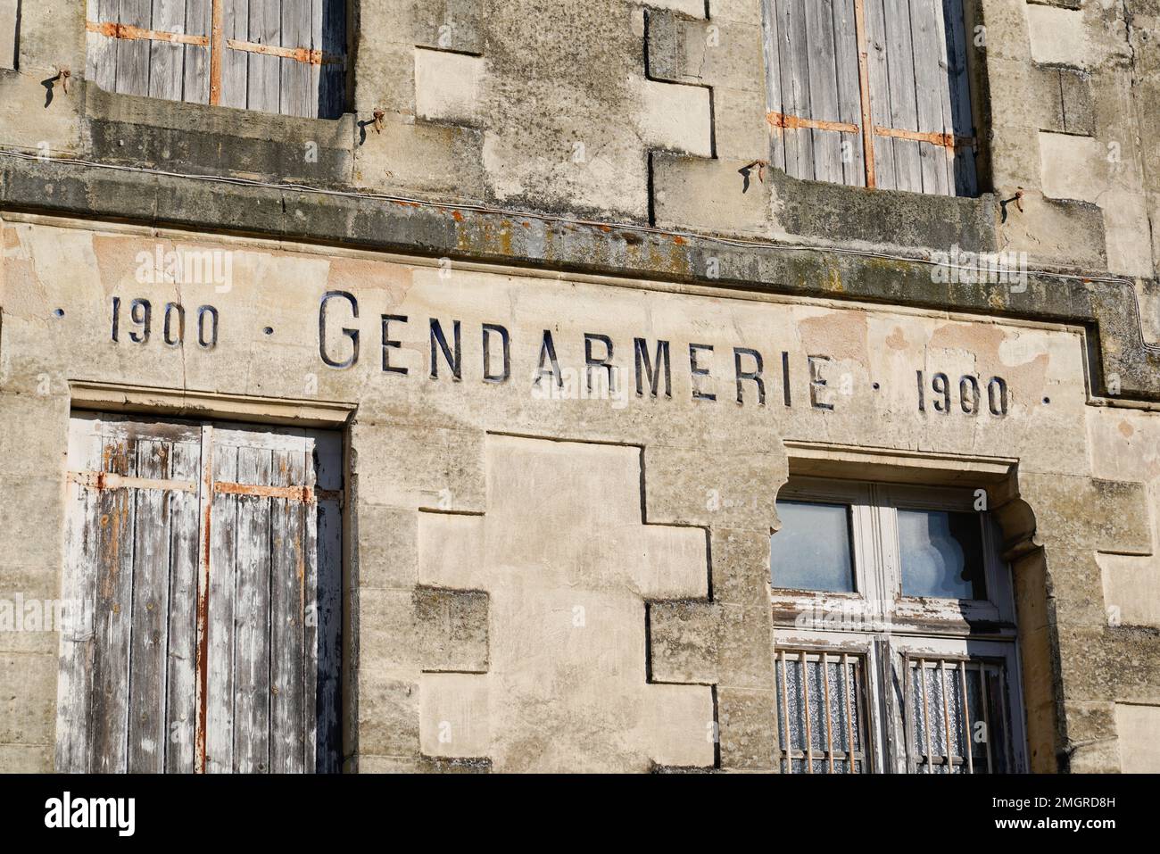 gendarmerie Nationale 1900 sign text logo on building old facade means ...