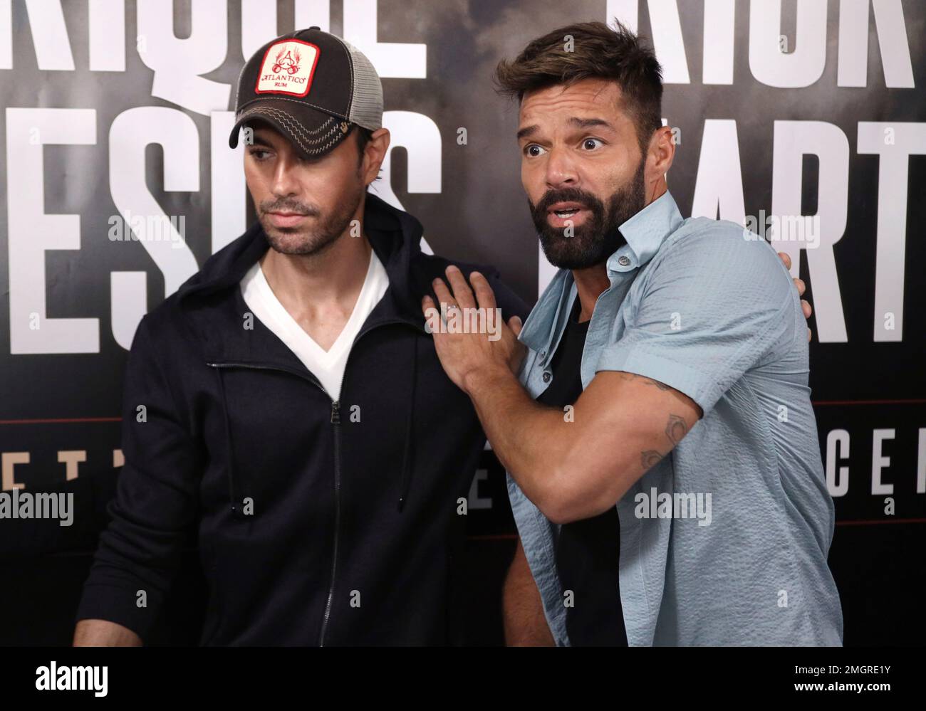 Enrique Iglesias, left, and Ricky Martin arrive at the Enrique Iglesias ...