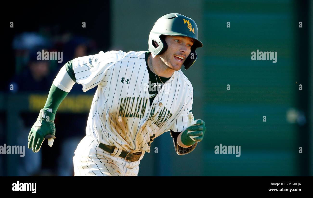 William & Mary's Matt McDermott runs to first base during a West ...