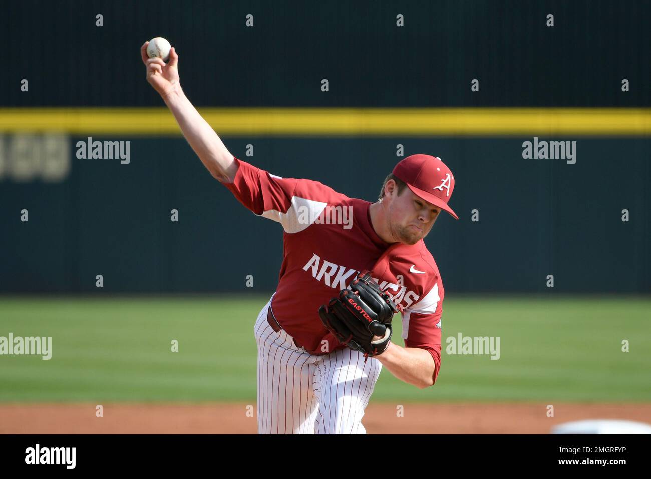 Arkansas pitcher Blake Adams throws a pitch against Illinois State ...