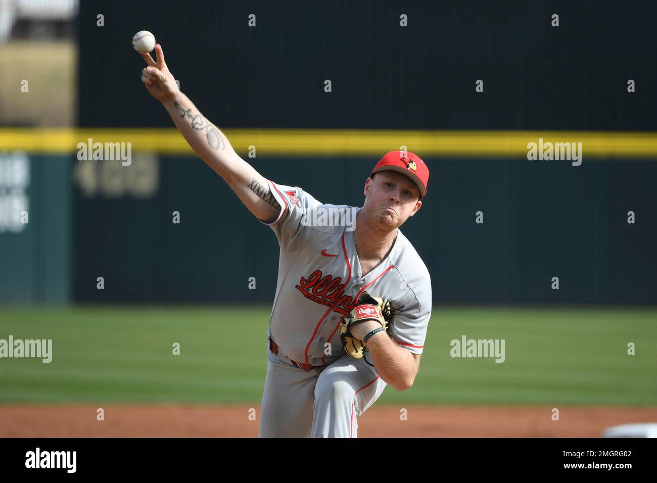 Illinois State pitcher Jack Anderson throws a pitch against Arkansas ...