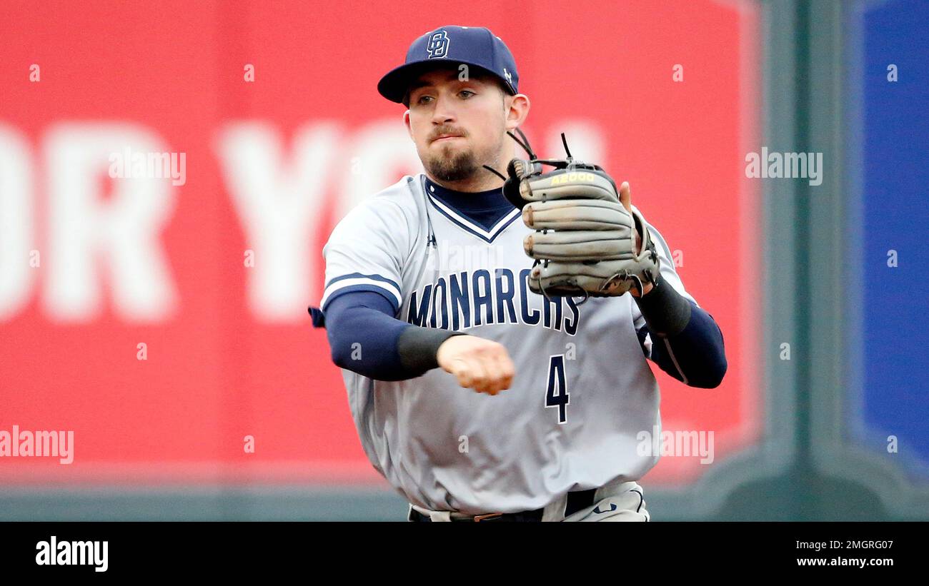 Matt Burch throws the ball during an Old Dominion at VCU NCAA baseball ...