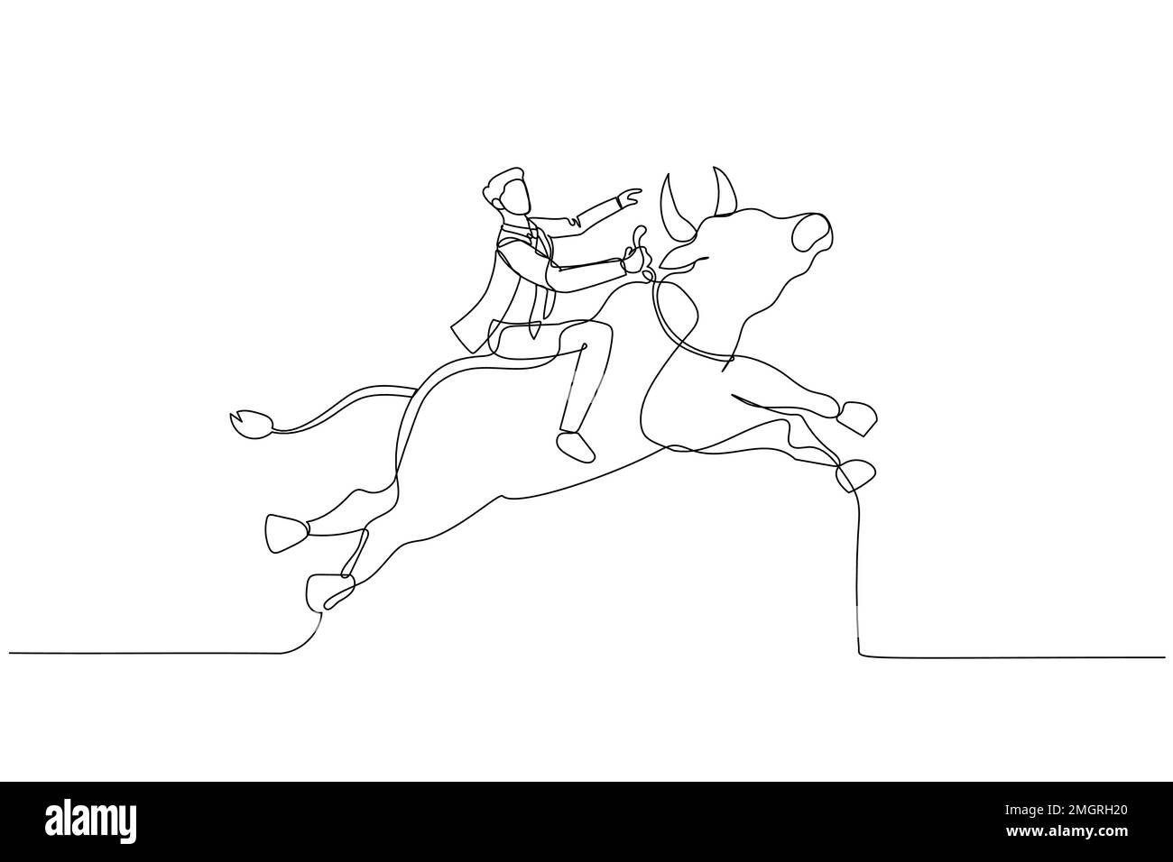 Cartoon of businessman riding a bull going up showing rising and bull ...