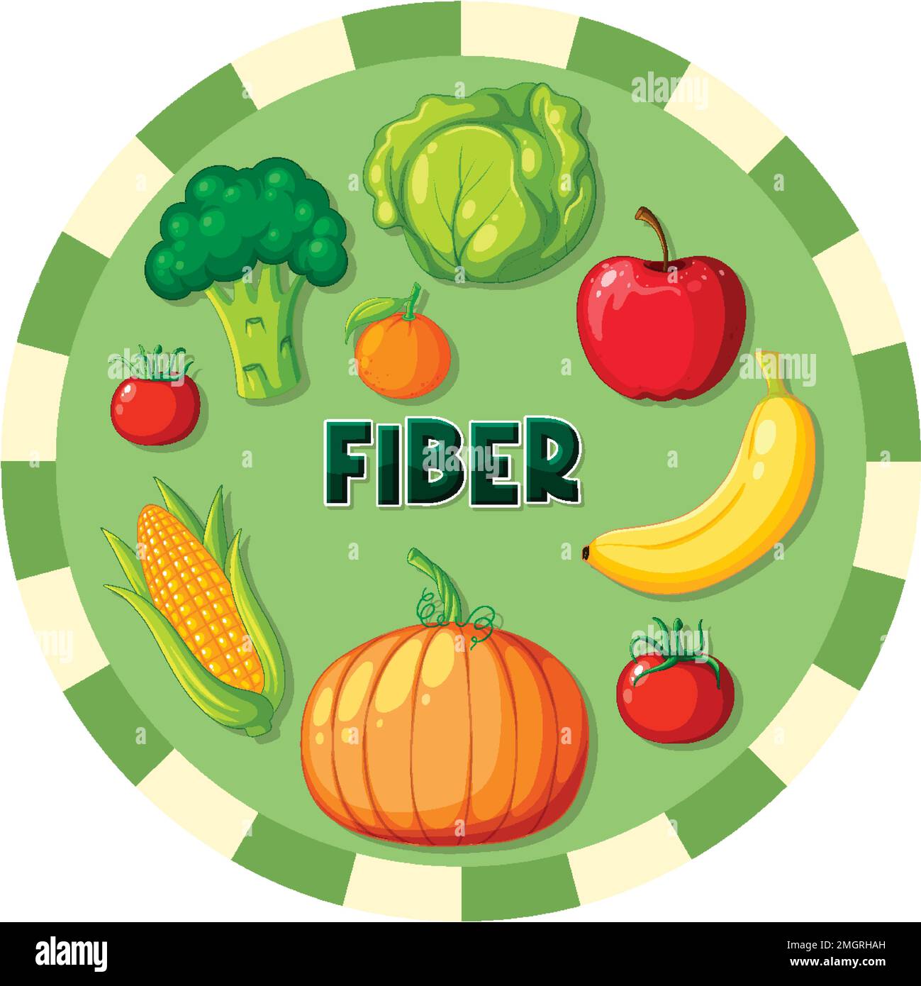 Vegetables and fruits fiber foods group illustration Stock Vector Image ...