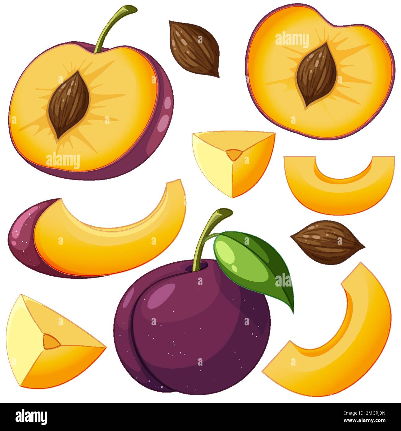 Set of plum fruit cartoon illustration Stock Vector Image & Art - Alamy