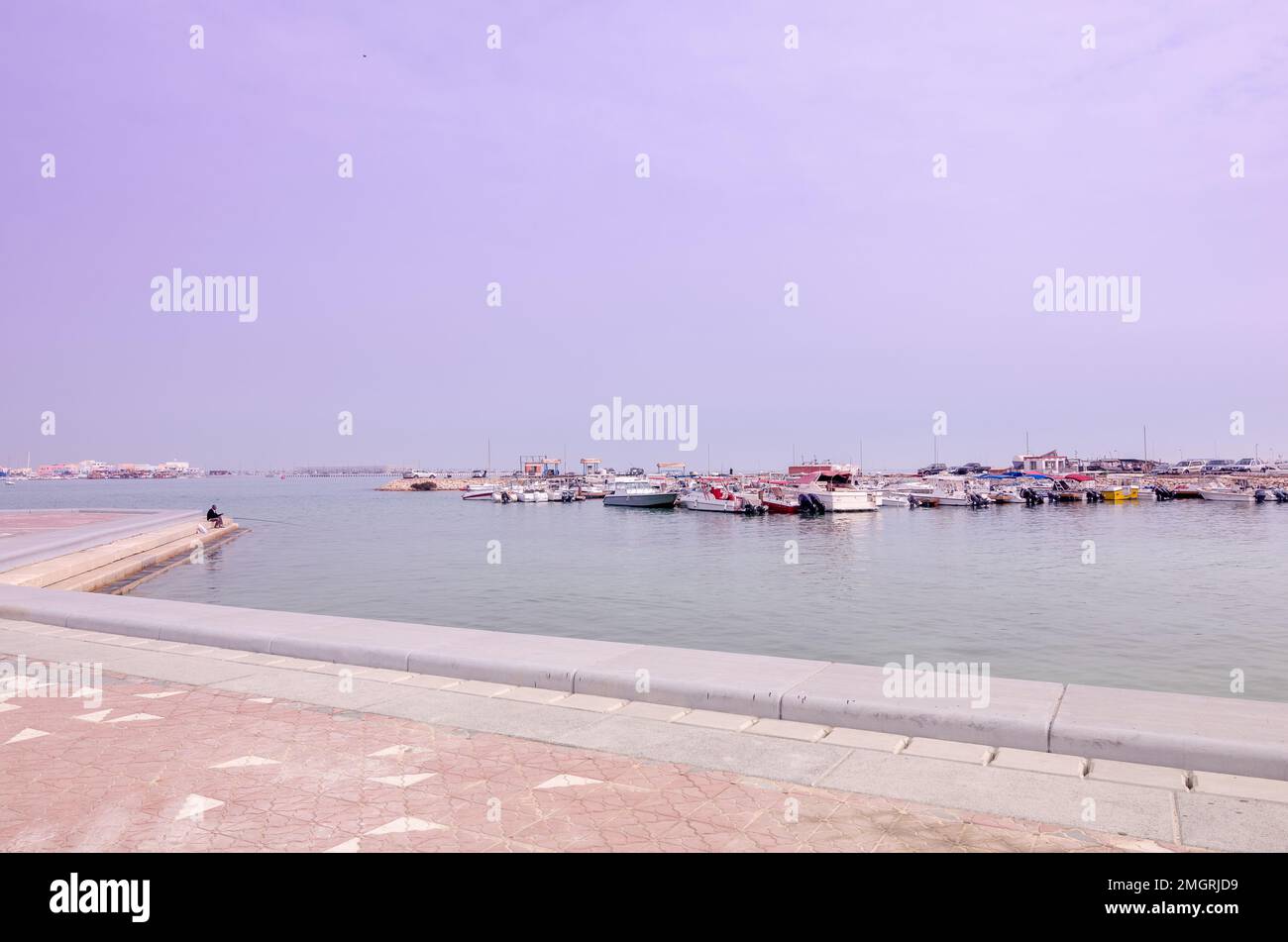 Boats at marina opposite National Museum of Qatar, corniche, Doha ...