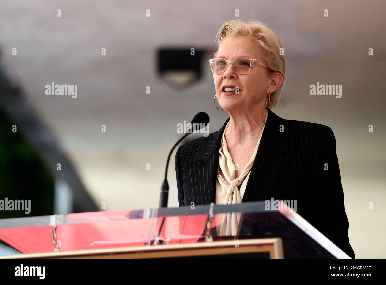 Actress and guest speaker Annette Bening addresses the audience during ...