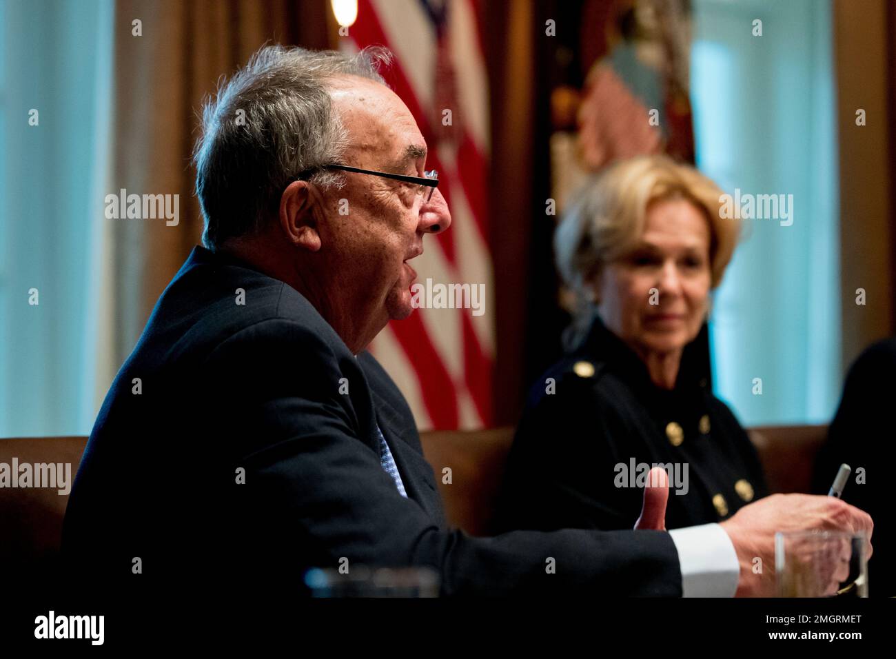 Novorax CEO Stanley Erck speaks at a meeting with President Donald ...