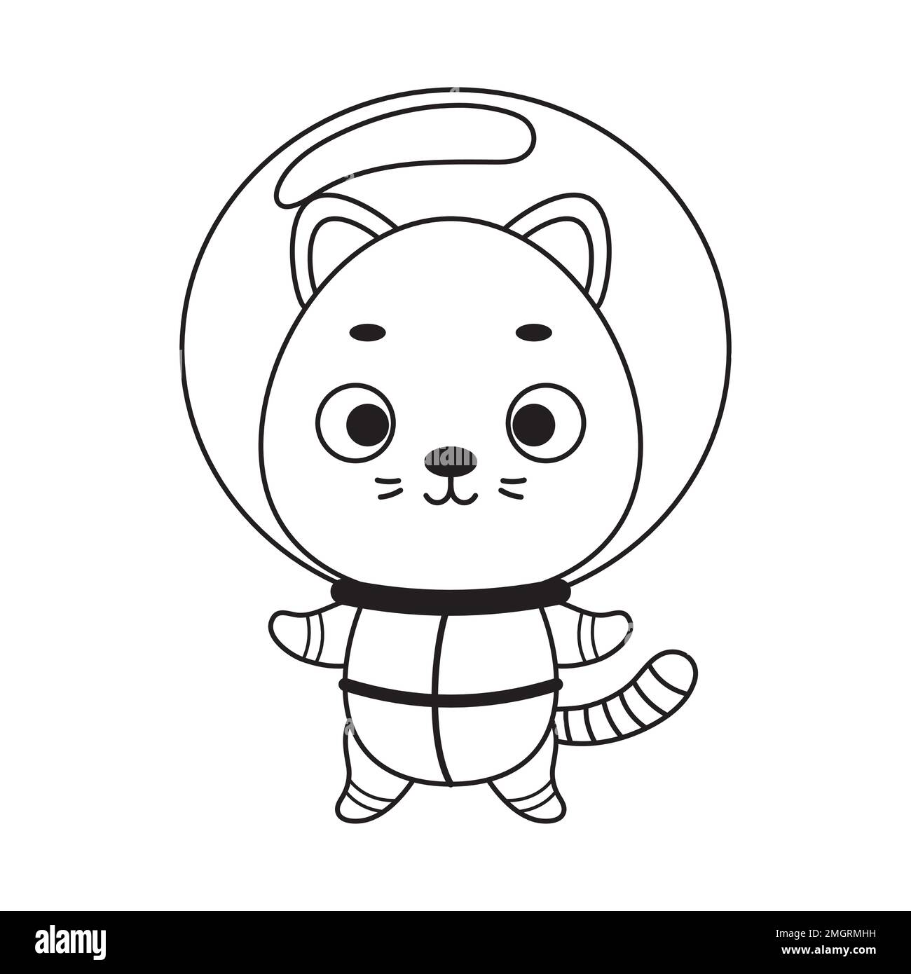 Coloring page cute little spaceman cat. Coloring book for kids ...