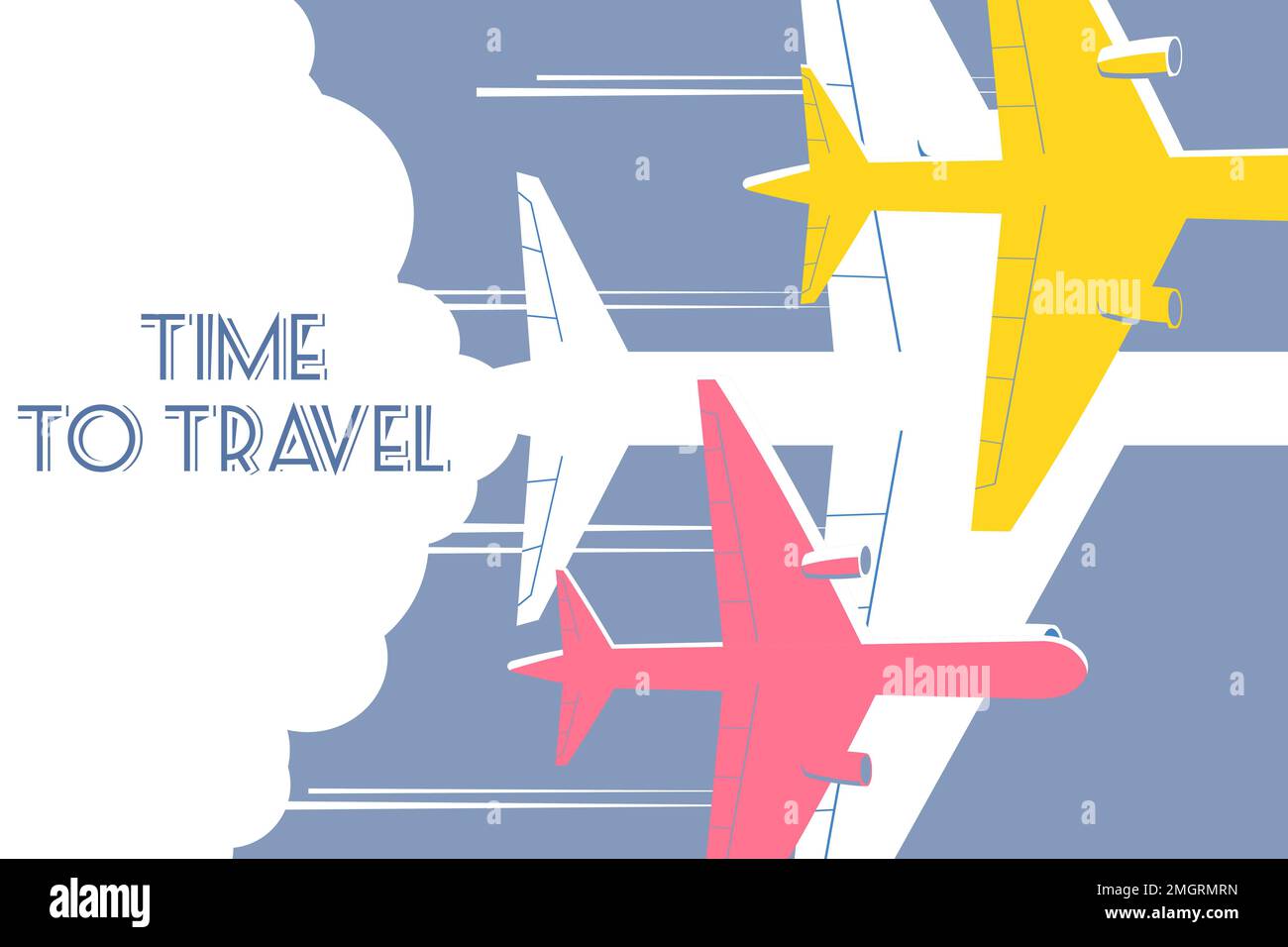 Flight Banner Time To Travel. Airplanes in the sky, silhouette Stock ...