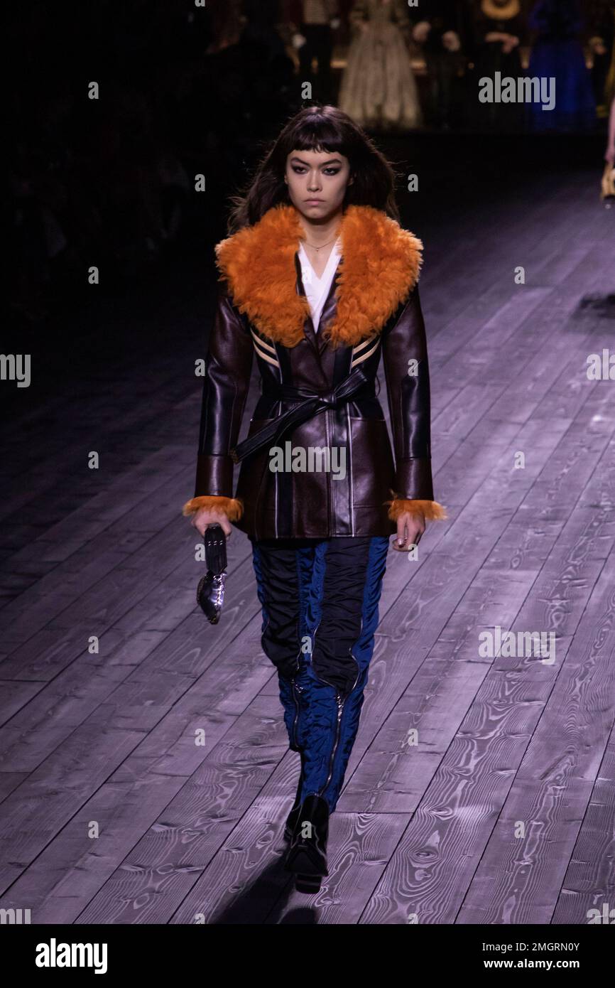 A model wears a creation for the Louis Vuitton fashion collection ...