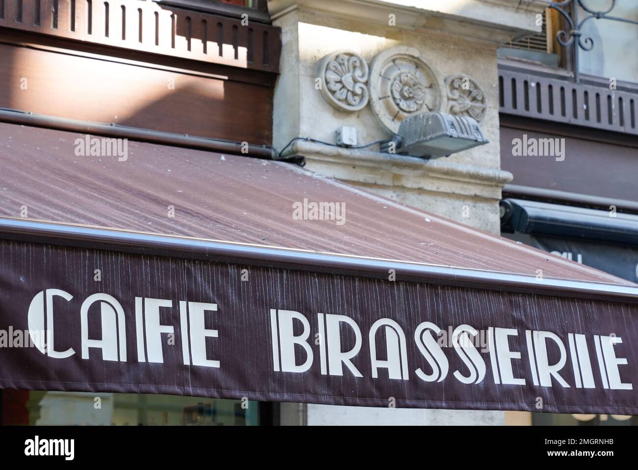 cafe brasserie french sign text means coffee brewery on entrance ...