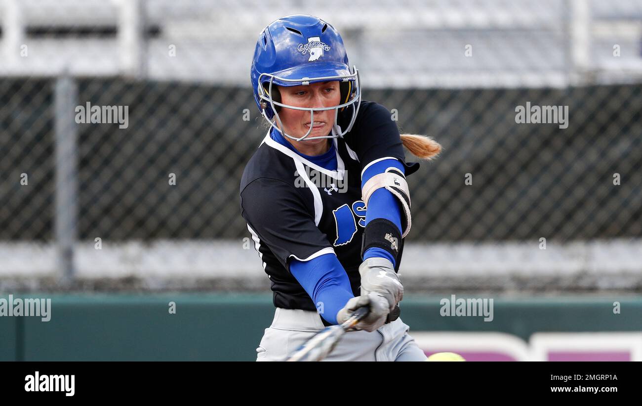 Indiana State's Amanda Guercio swings at a pitch during an NCAA ...