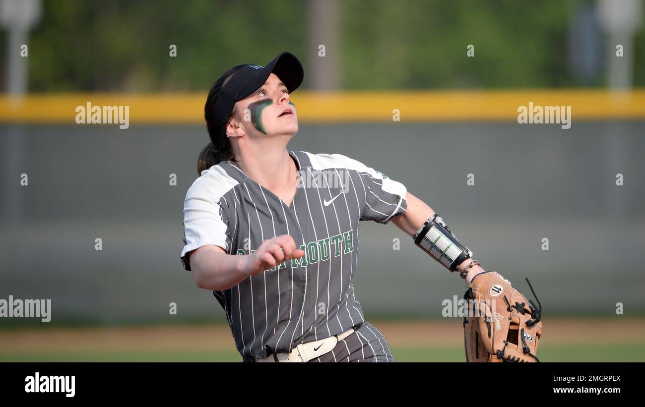 Dartmouth's Calista Almer tracks a fly ball during an NCAA softball ...