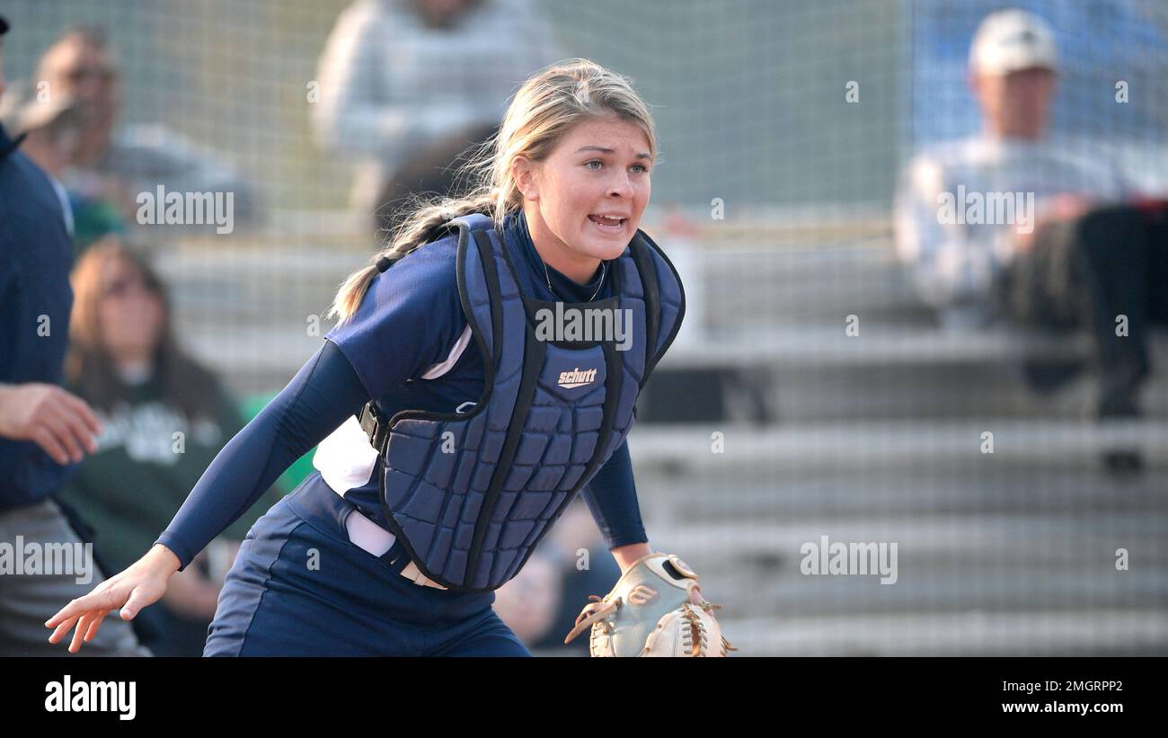 Florida International catcher AnnMarie Cooker sets up for a play at ...