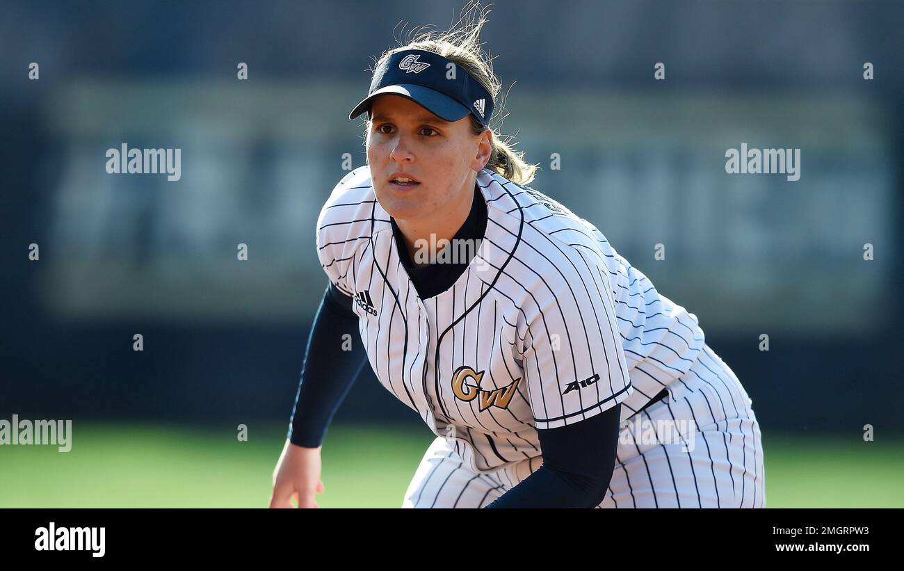 George Washington University's Elena Shelepak during an NCAA softball ...