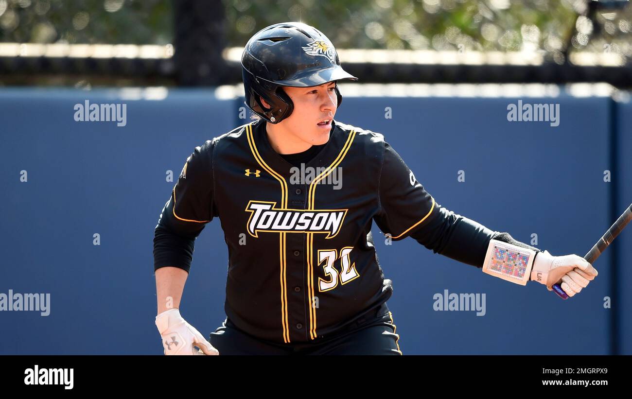 Towson's Lindsey Toneygay at bat during an NCAA softball game on Friday ...