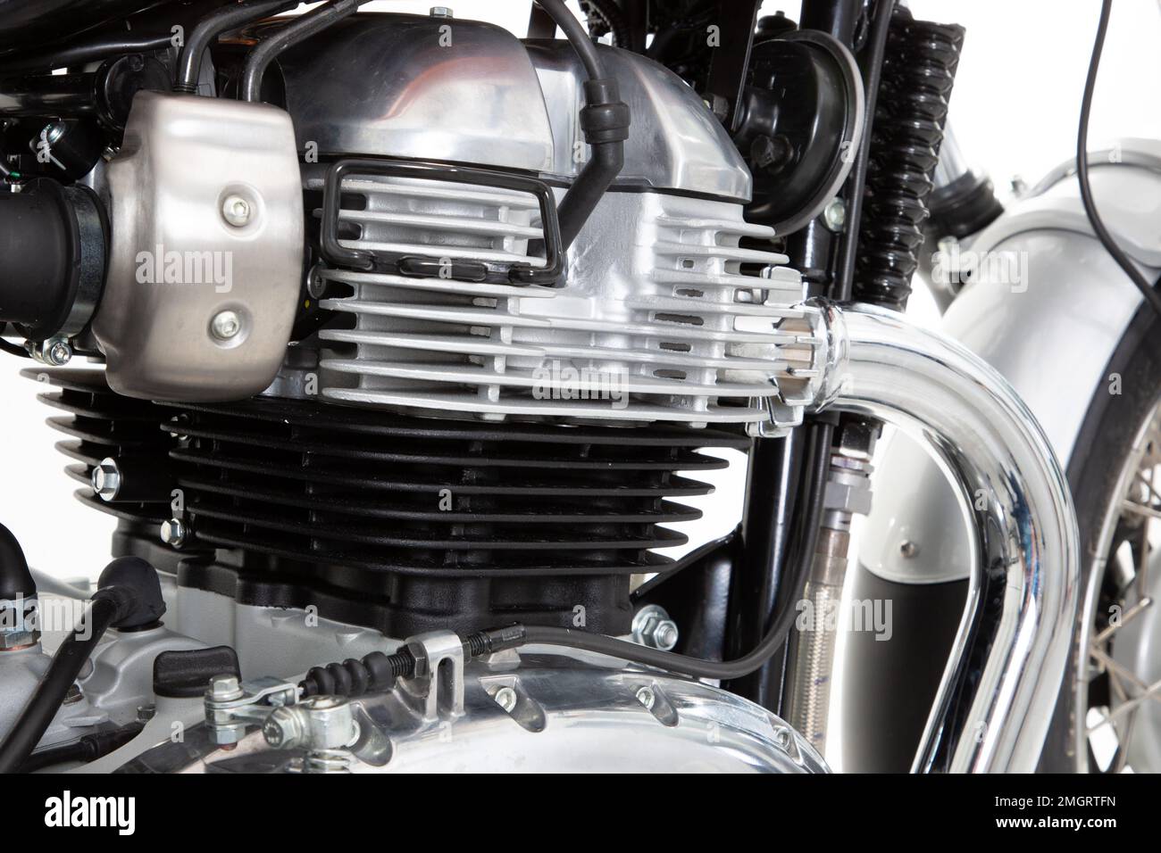 Close-up of motorbike twin engine of vintage motorcycle Stock Photo - Alamy