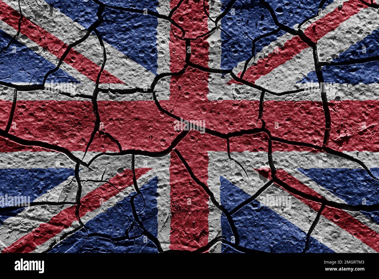 United Kingdom flag on a mud texture of dry crack on the ground Stock ...