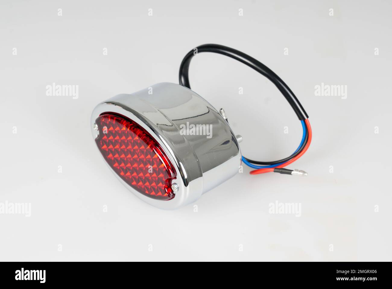 motorcycle rear red brake light chrome of a classic motorbike vintage ...