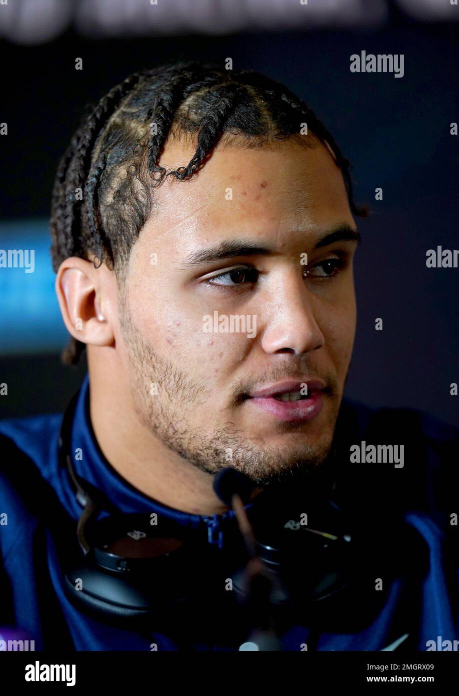 Moses Itauma during a press conference at Brent Civic Centre, London ...