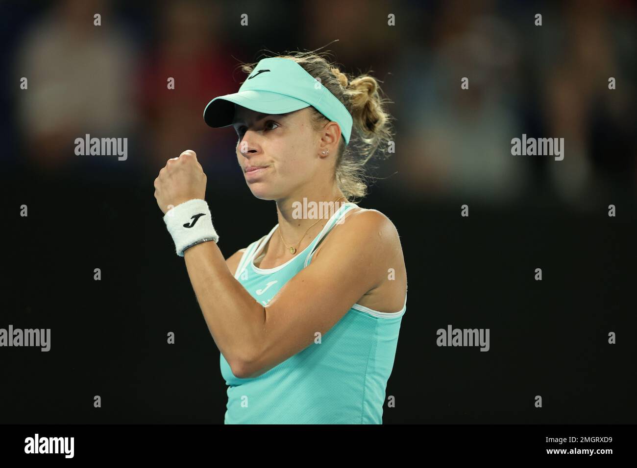 Melbourne, Australia. 26th Jan, 2023. Magda Linette of Poland reacts ...