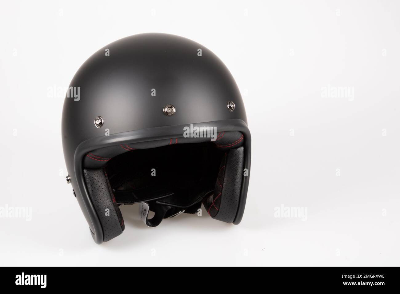 black vintage motorcycle helmet neo retro style open face isolated on ...