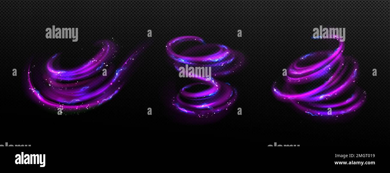 Electric swirl lines, neon light effect. Abstract magic energy waves ...