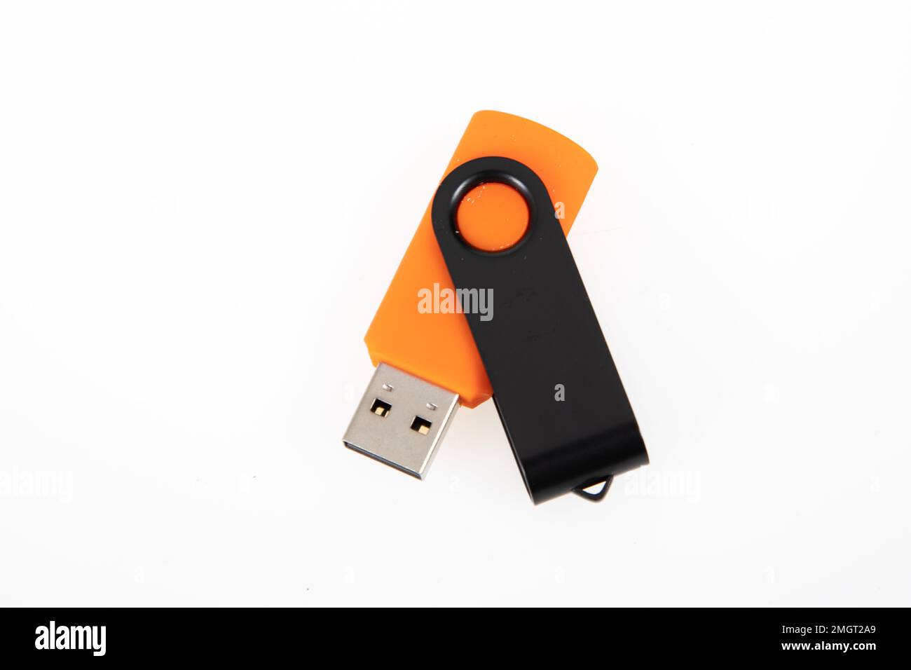 orange and black steel key usb flash drive in white background Stock ...