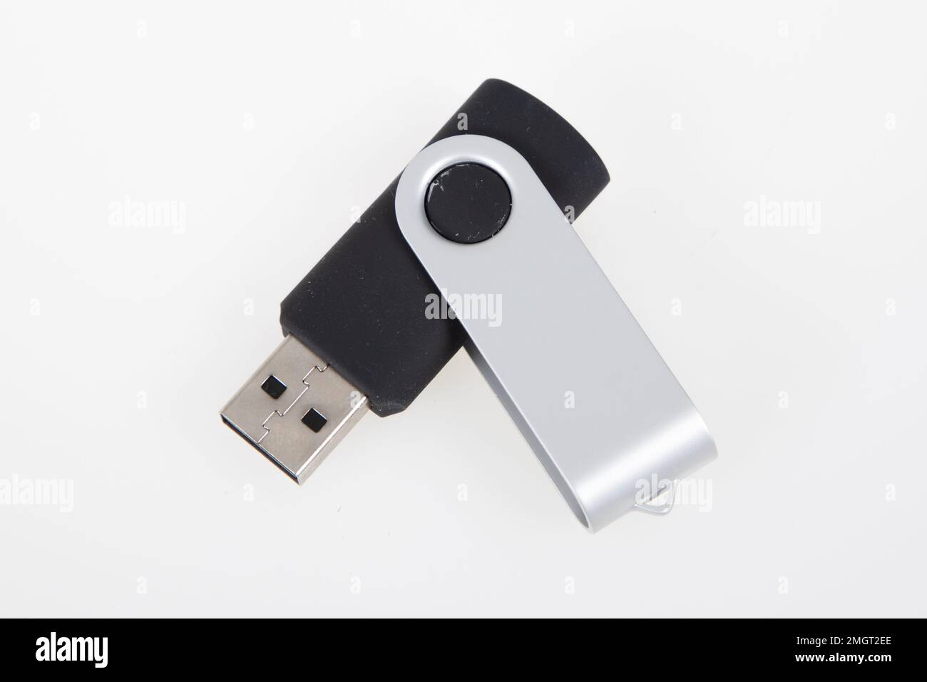 black and steel gray key usb flash drive on white background Stock ...