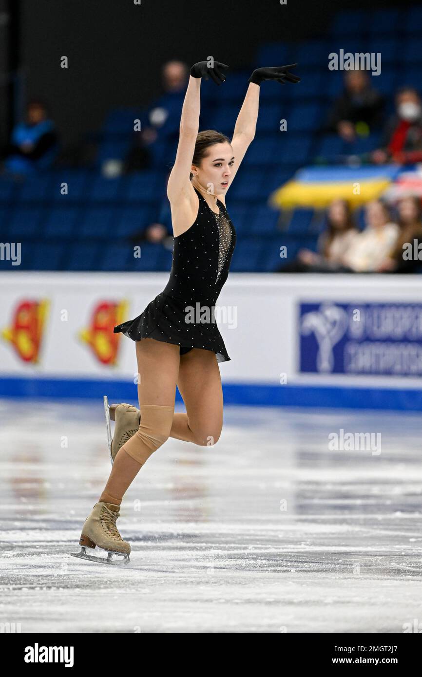 Anastasia GOZHVA (UKR), during Women Short Program, at the ISU European Figure Skating ...