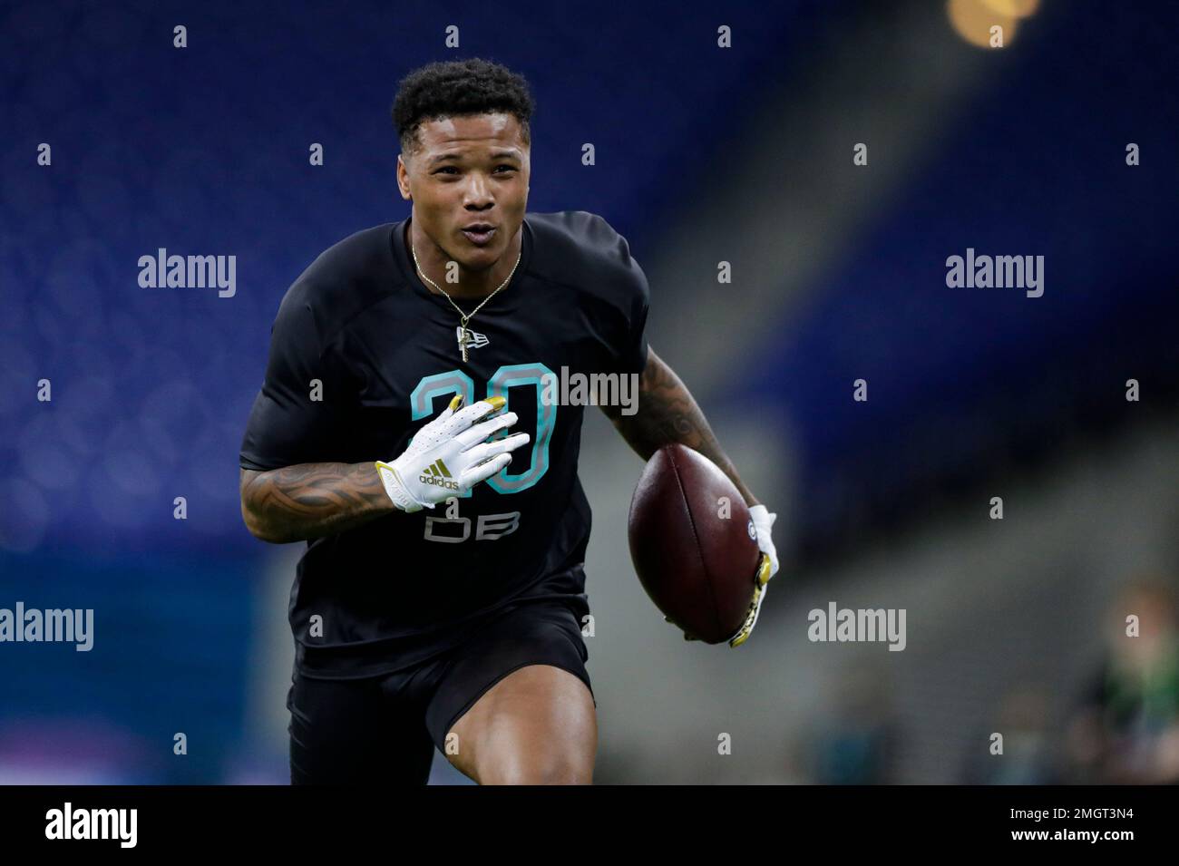 Nebraska defensive back Lamar Jackson runs a drill at the NFL football ...