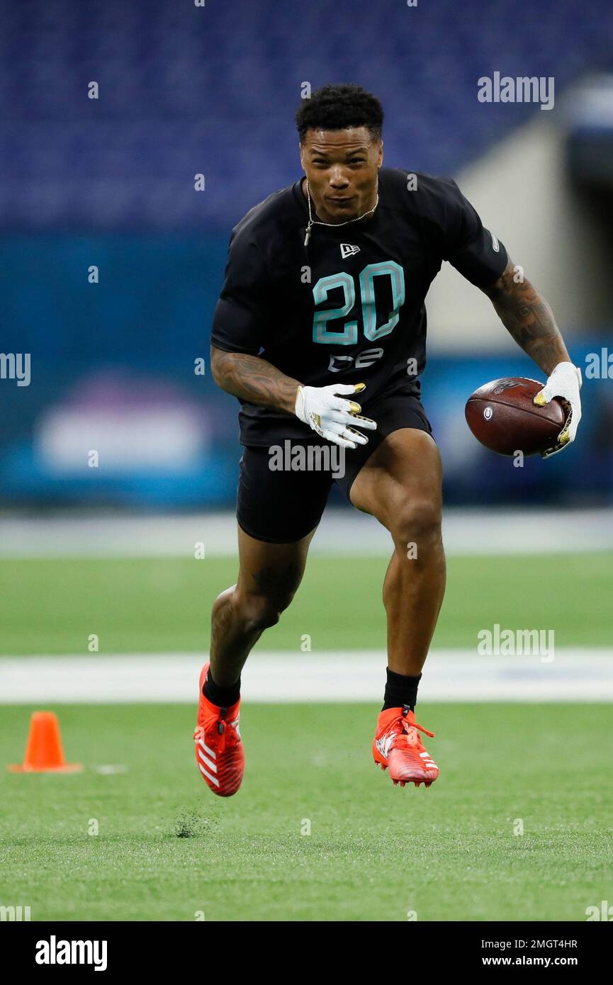 Nebraska defensive back Lamar Jackson runs a drill at the NFL football ...